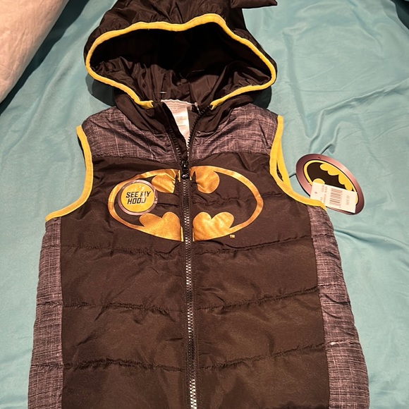 Batman | Jackets & Coats | Batman Logo Puffer Vest W Winged Hood | Poshmark